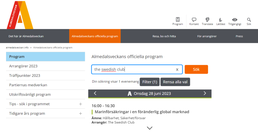 Träffa The Swedish Club och Furetank Rederi AB i Almedalen 28 juni 2023 ...